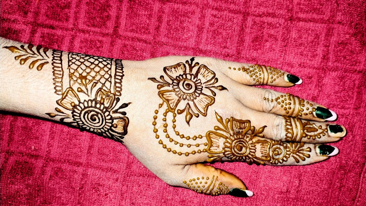 Very easy mehndi design and back side/ Back hand side heavy mehndi ...
