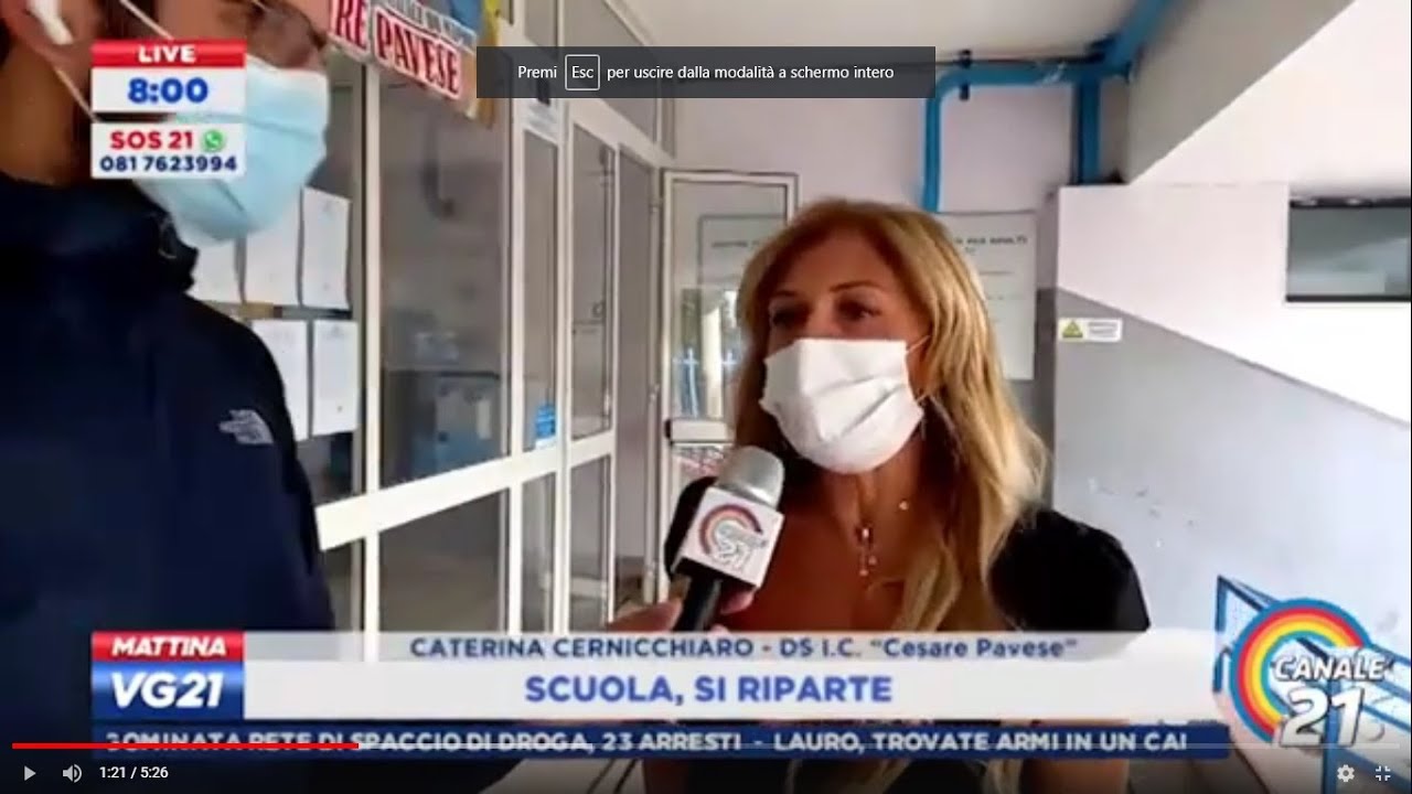 Canale21 inizio anno scolastico 21 22 ICS Cesare Pavese Napoli DS Dott ...