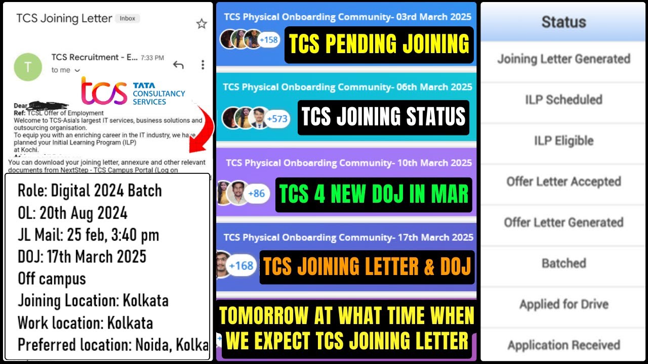 TCS Joining Letter | TCS Joining Status | AT What Time TCS Generate Direct Joining Letter on ...