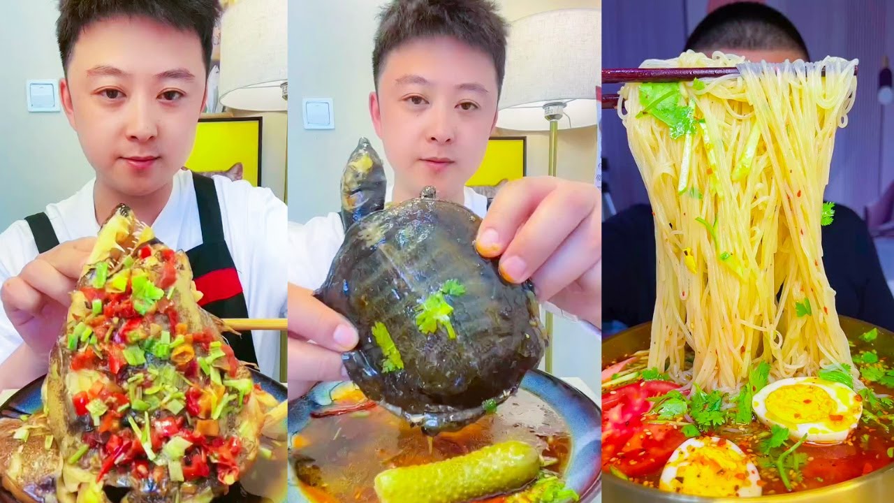 Eating Braised Head Fish Asmr With Spicy Sauce | Eating Turtle Mukbang ...