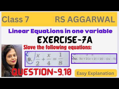 Linear Equations in One Variable Class 7 - Rs Aggarwal Chapter 7 ...