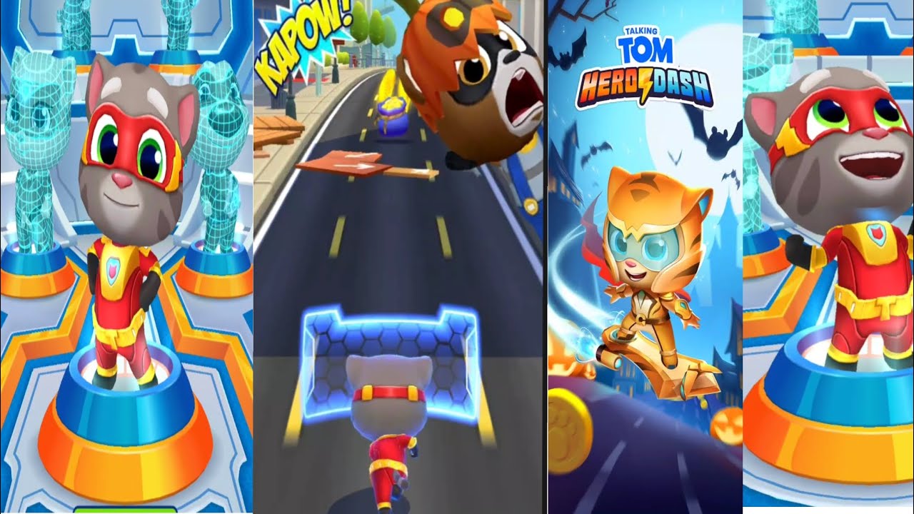 Talking Tom hero dash run |android gameplay |Super hero tom - YouTube