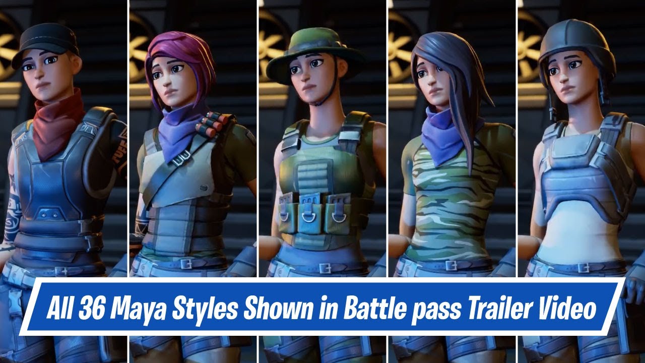All 36 *Maya Skin* Styles Shown in Battle Pass Trailer Video Chapter 2 ...