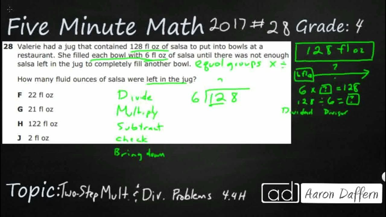 4th Grade STAAR Practice Two-Step Multiplication and Division Problems ...