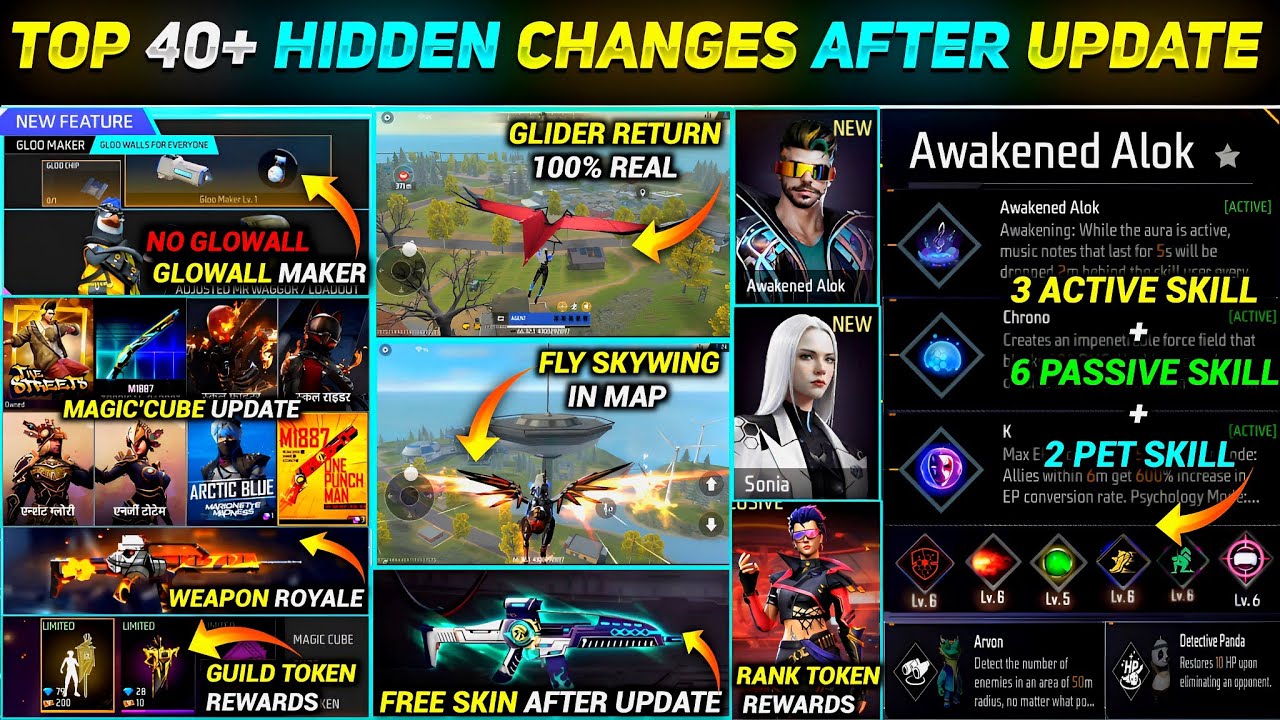 TOP 40+ HIDDEN CHANGES AFTER UPDATE🔥🤯| OB40 UPDATE FREE FIRE | FREE ...