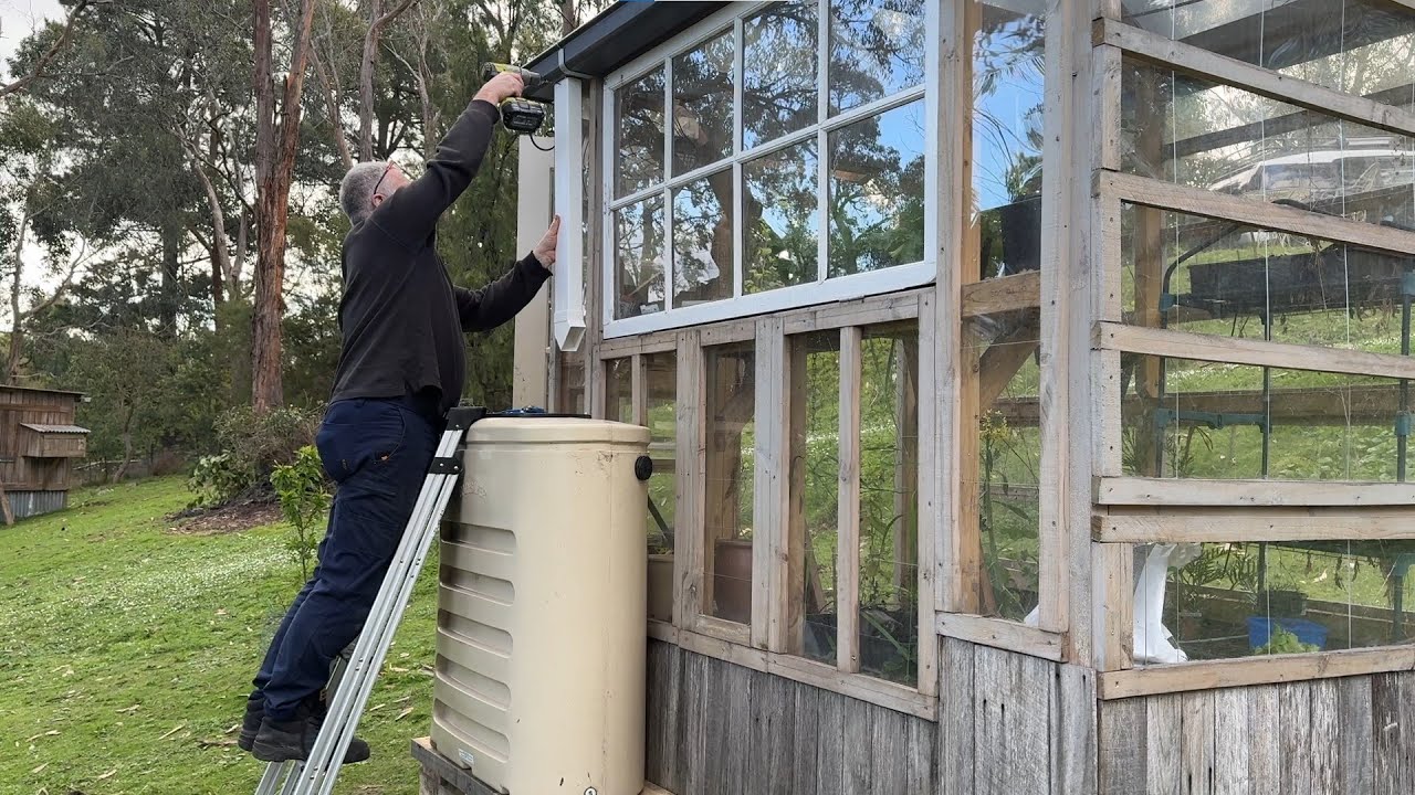 Installing a Rain Water Tank on our Greenhouse with U shape gutter ...
