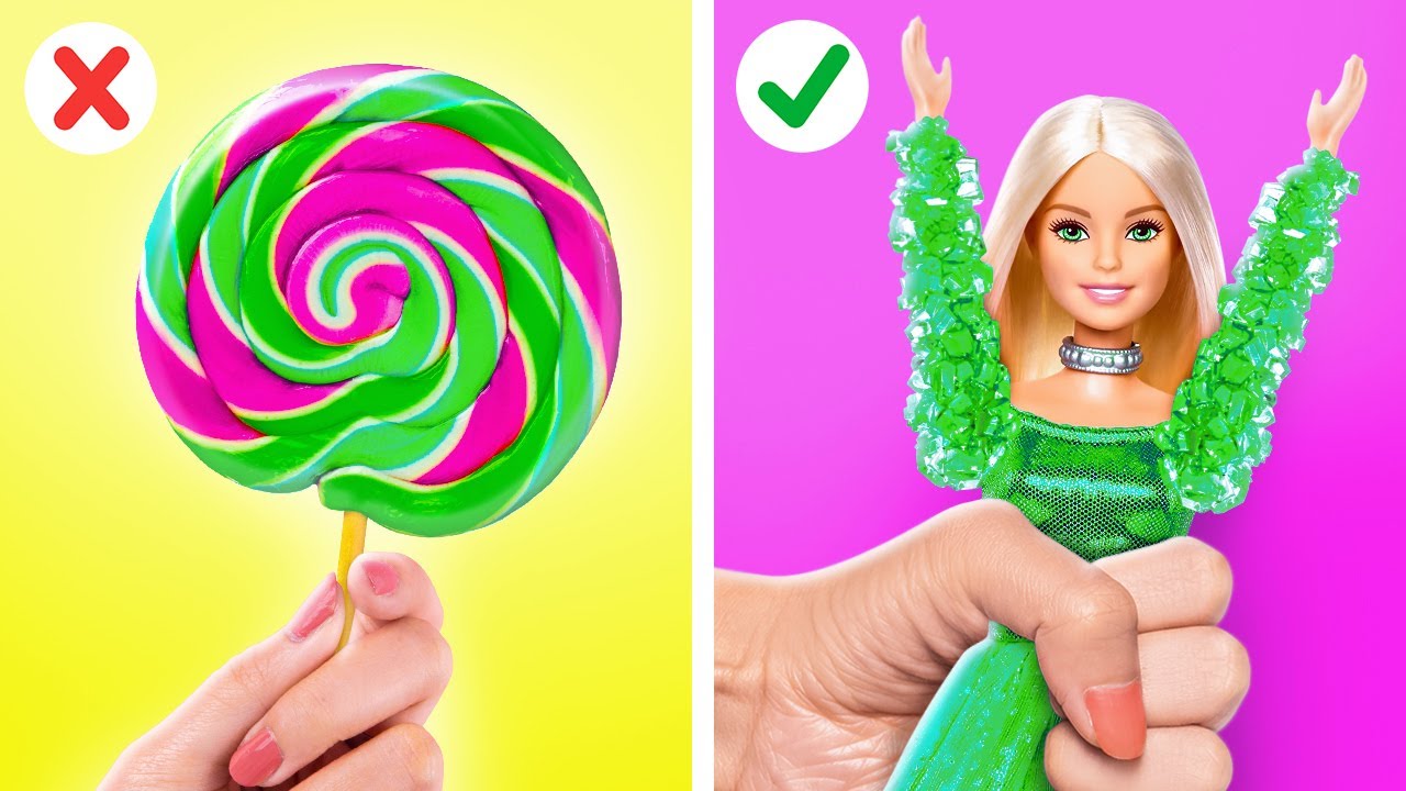 AWESOME CANDY DRESS for BARBIE 💞 Yummy Food & Candy Hacks by 123GO ...