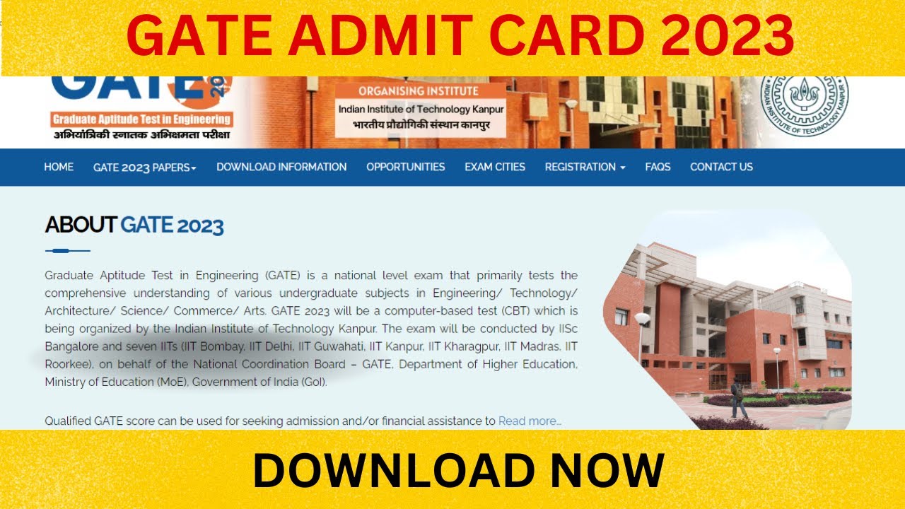 Gate 2023 Admit Card is available For Download | GATE 2023 Admit Card ...
