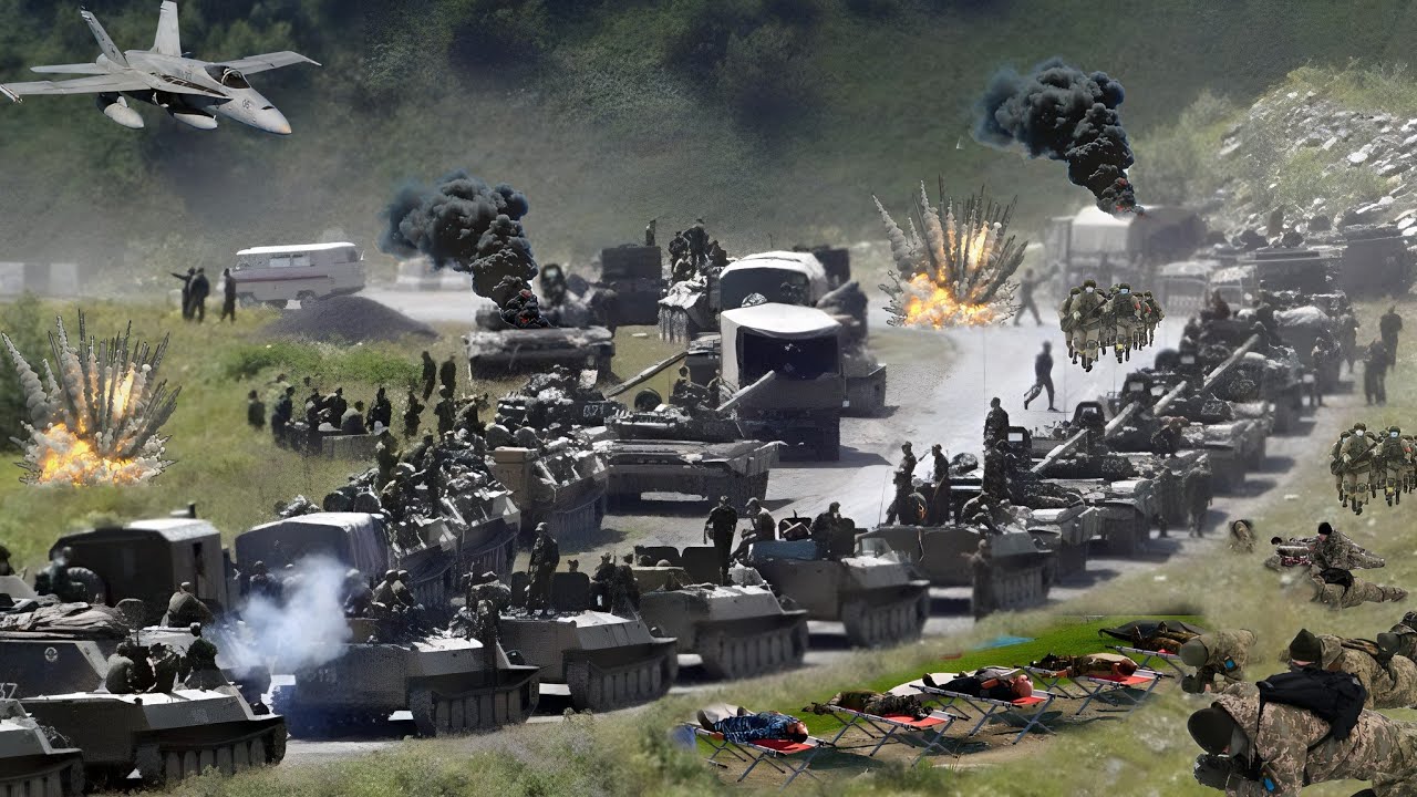5 minutes ago! Russian tank convoy ambushed by Ukrainian troops in ...