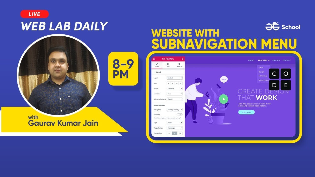 Website With Subnavigation Menu Code Org Geeksforgeeks School Youtube 6269
