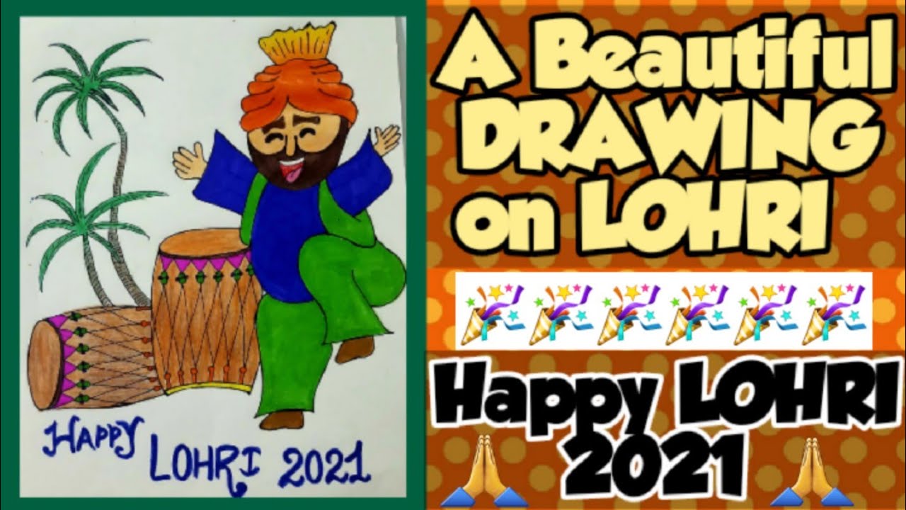DIY | A Easy and Beautiful Drawing of LOHRI 2021 | Step-by-step Drawing ...