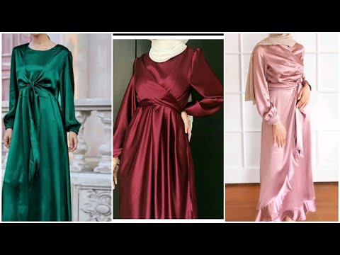 Inspirasi baju gamis satin atau kain mengkilap model Kekinian