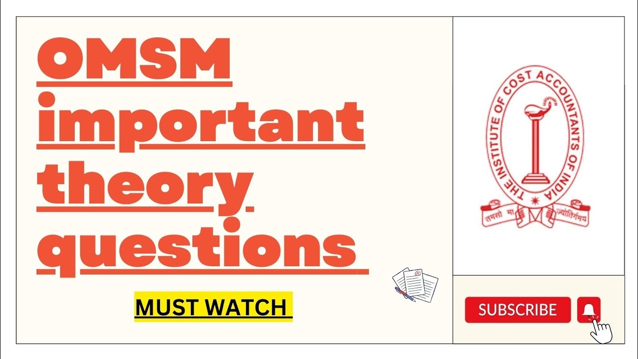 Important Questions for June 24 CMA Inter | OMSM | Must Watch - YouTube