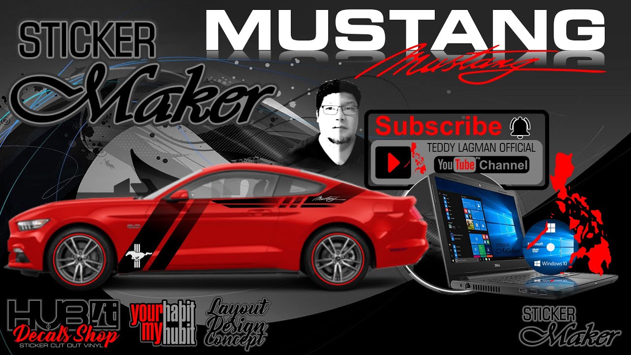 FORD MUSTANG How to make BODY STICKER DECALS STRIPE - Sticker Maker ...