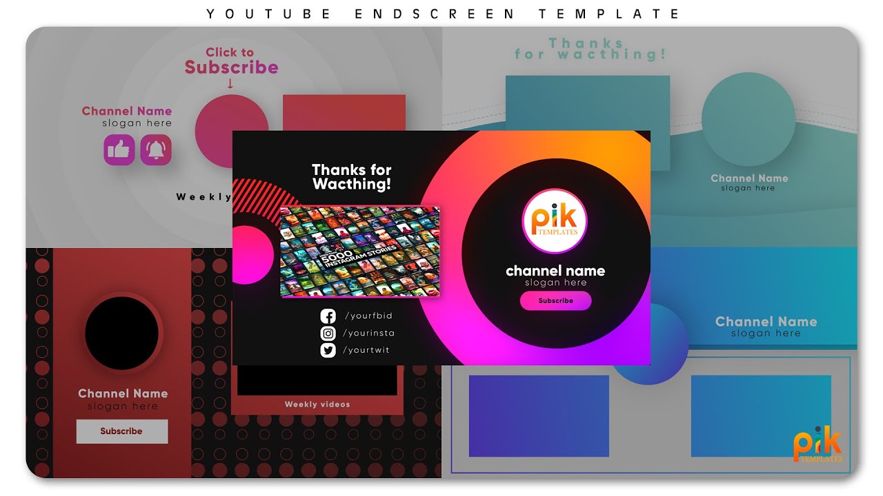 Top 5 FREE Youtube Stylish EndScreen Templates | Premier Pro Templates ...
