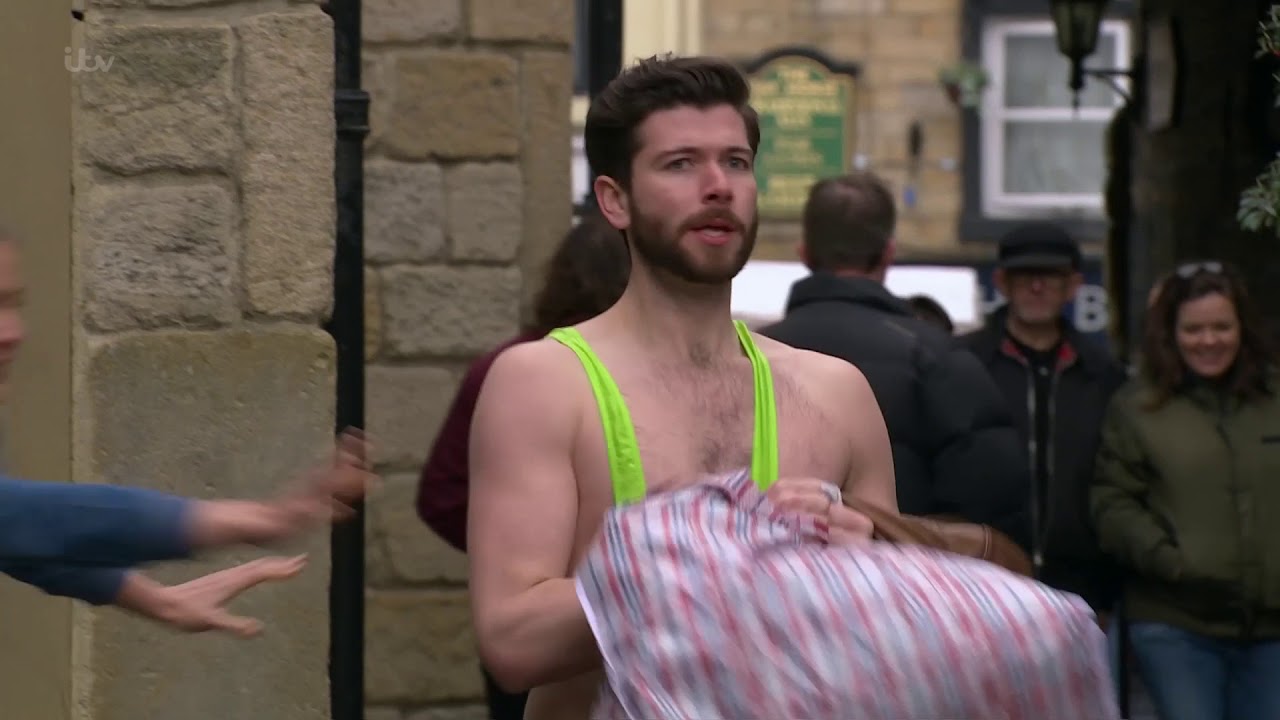 Carly and Matt Run From the Market Inspector - Emmerdale - YouTube