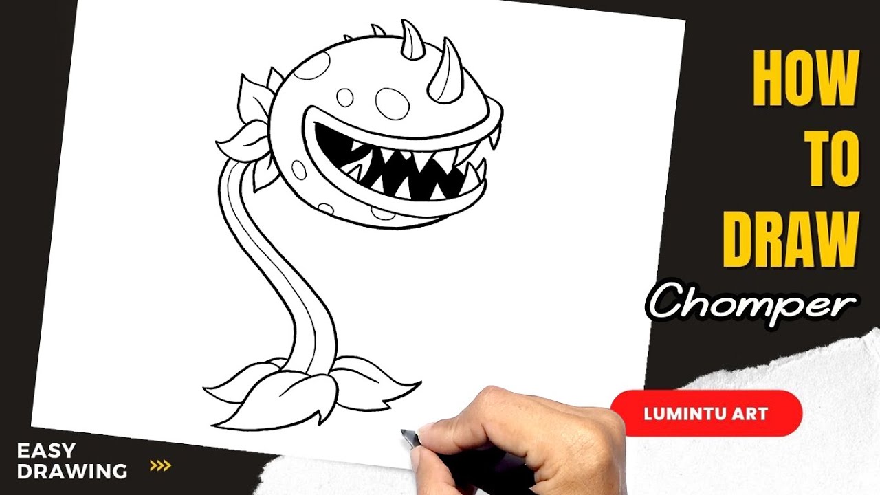 How to draw Chomper from Plants vs Zombies - YouTube