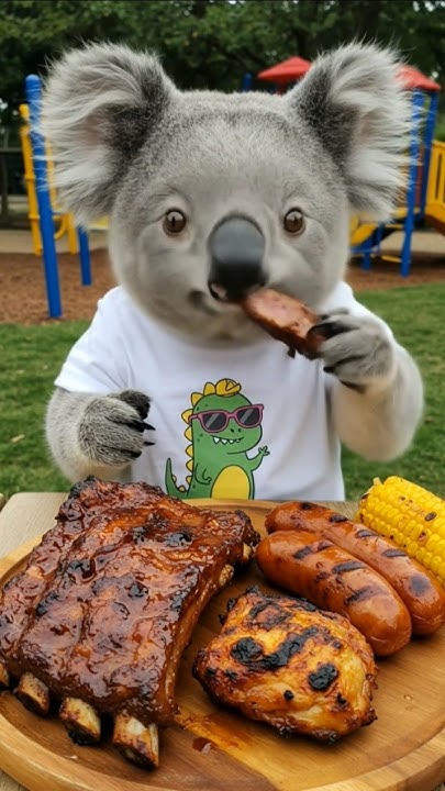 Baby koala eating BBQ #shorts #koala #bbq - YouTube