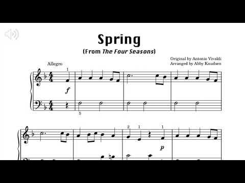 SIMPLIFIED Spring (From The Four Seasons) | Easy Piano Sheet Music ...