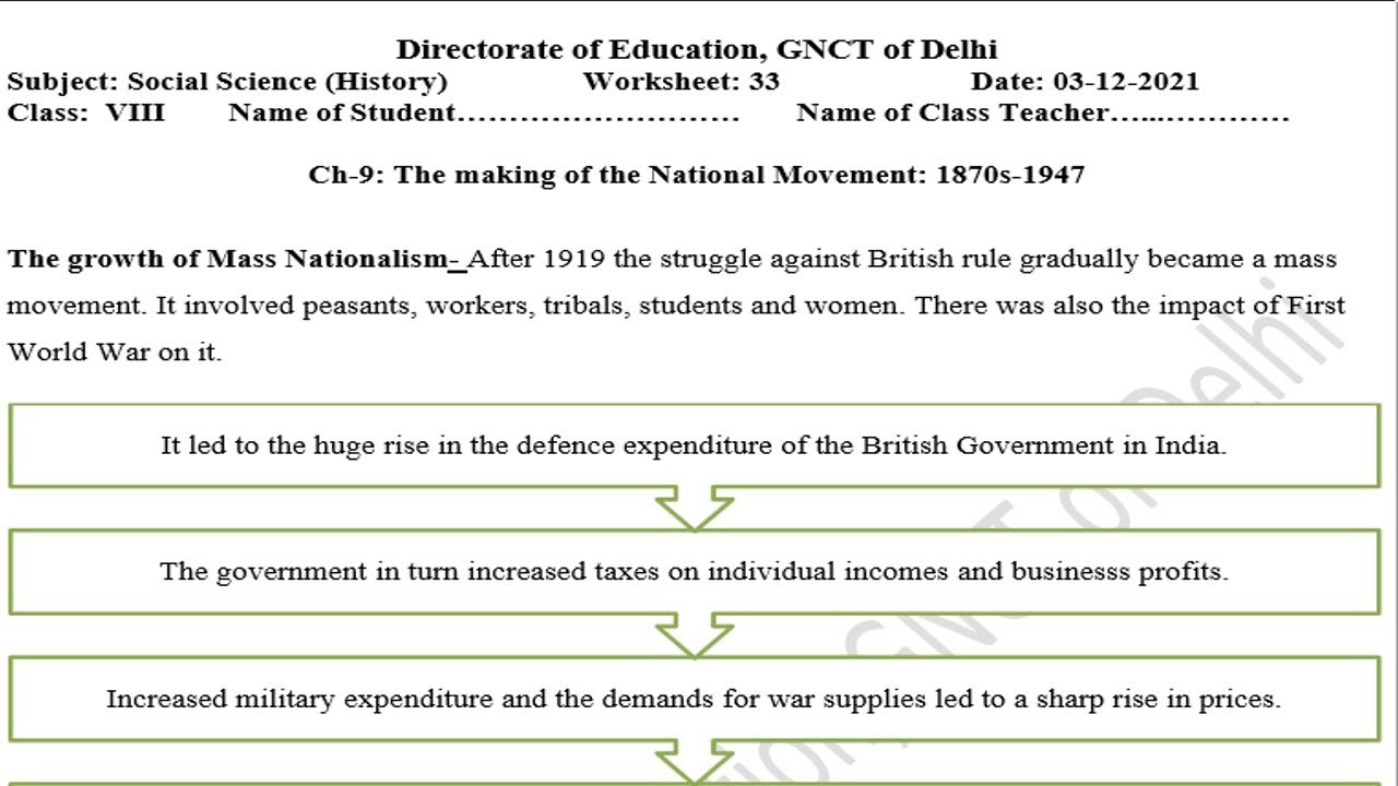 Social Science Worksheet 33 Class 8 (3/12/21)English Medium | Worksheet ...