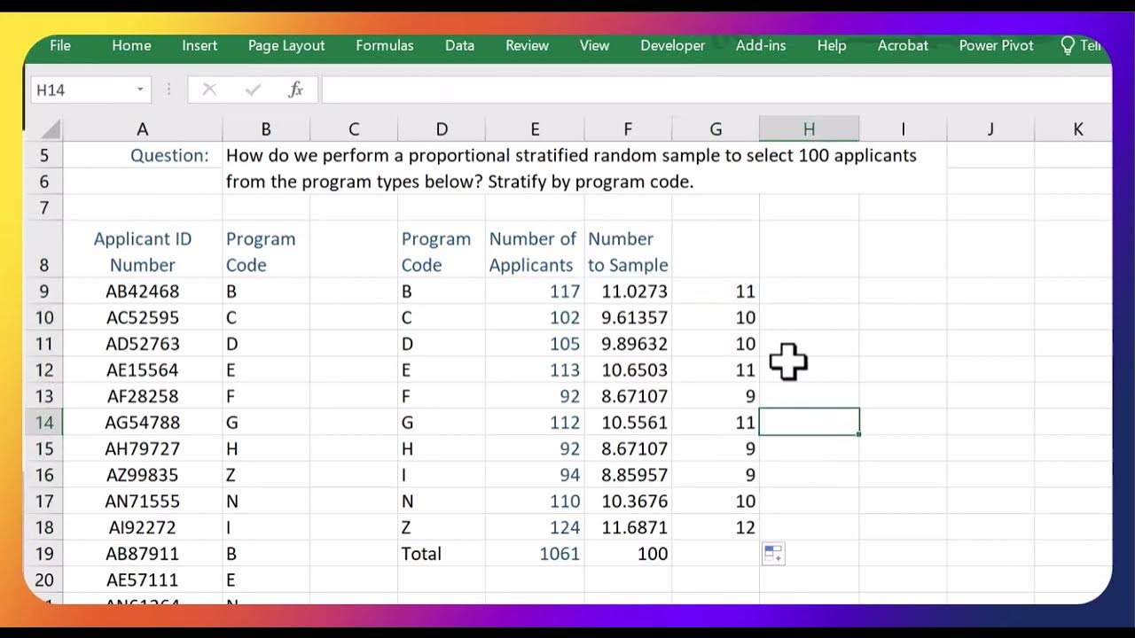 How to Perform Proportional Stratified Sampling in Excel - YouTube