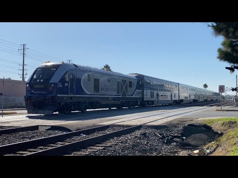 AMTRAK #2116 With X games cars Passing By Los Nietos Crossing - YouTube