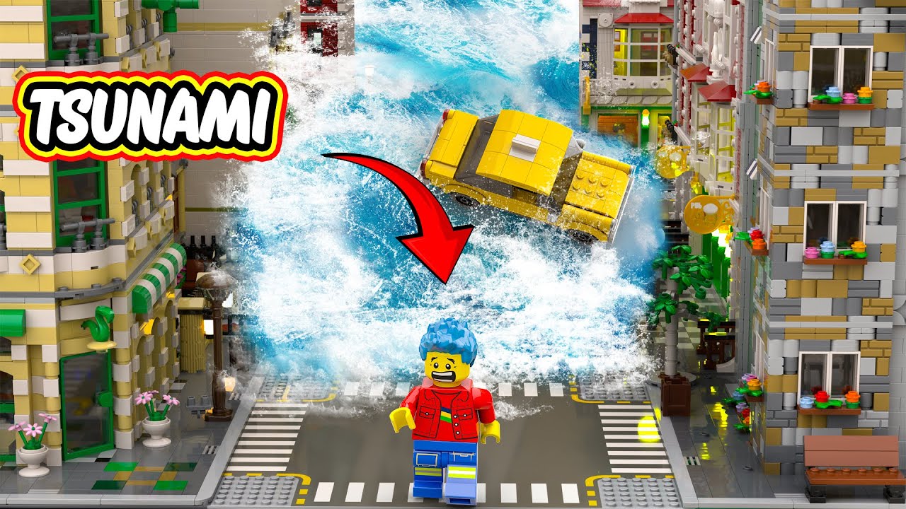 🌊 TSUNAMI Flooded my NEW LEGO CITY... Lego Tsunami Dam Breach ...