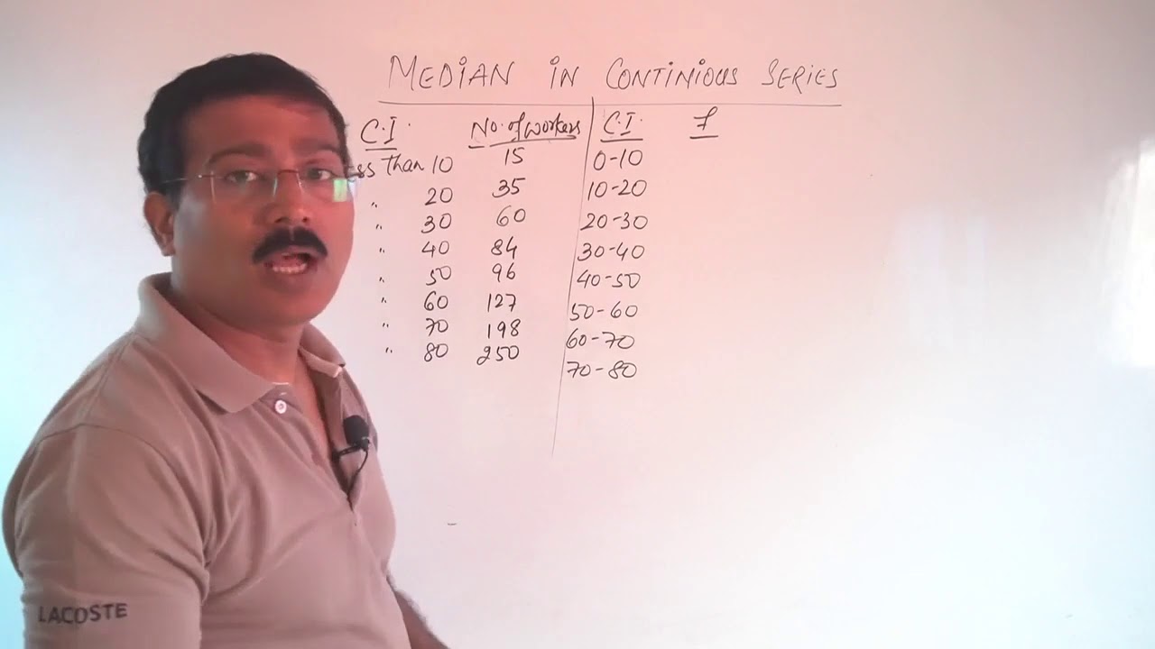Median in continuous series - YouTube
