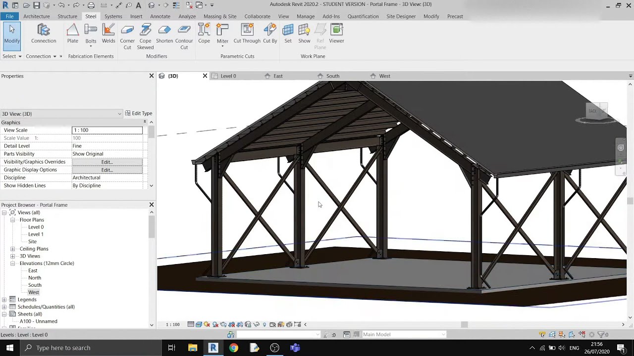 How to draw a portal frame (Warehouse) in Revit 2020? - YouTube