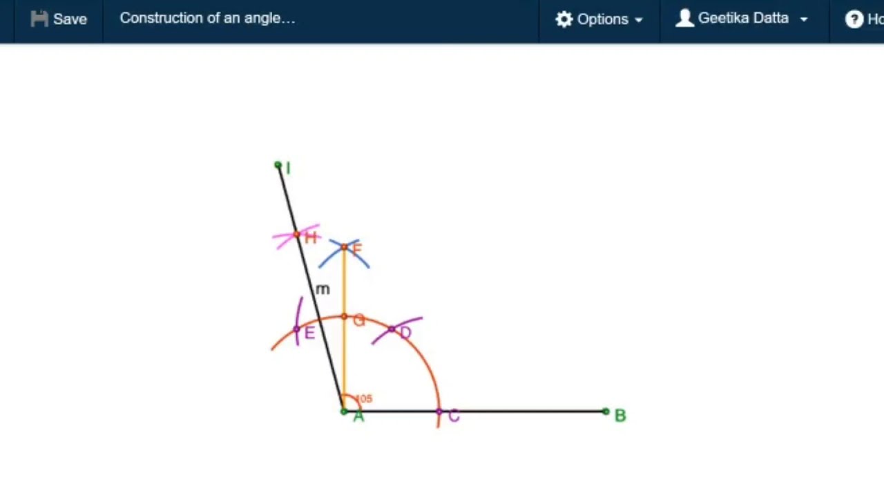 How to construct an angle of 105°using ruler and compass? - YouTube
