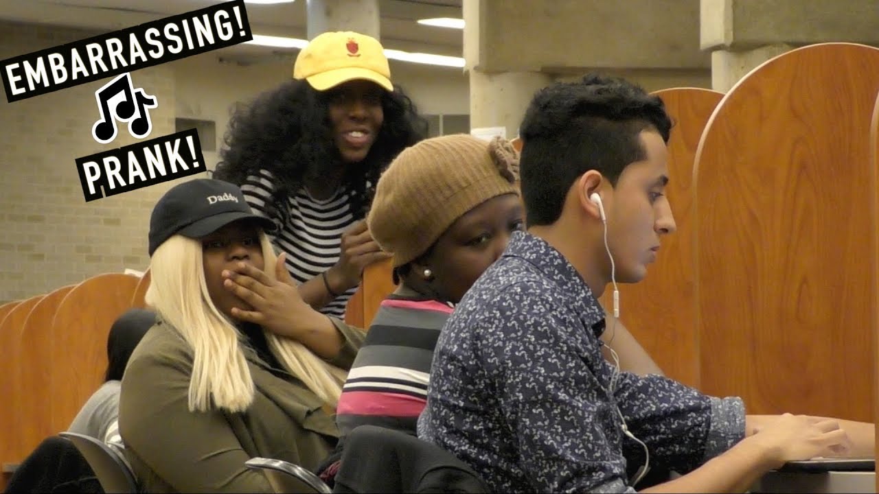 Accidentally Blasting EMBARRASSING Songs in the Library PRANK! - YouTube