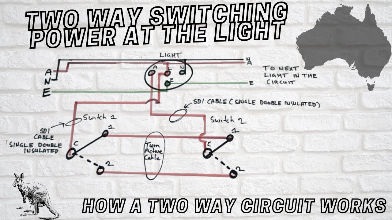 TWO WAY SWITCHING WITH POWER AT LIGHT - YouTube