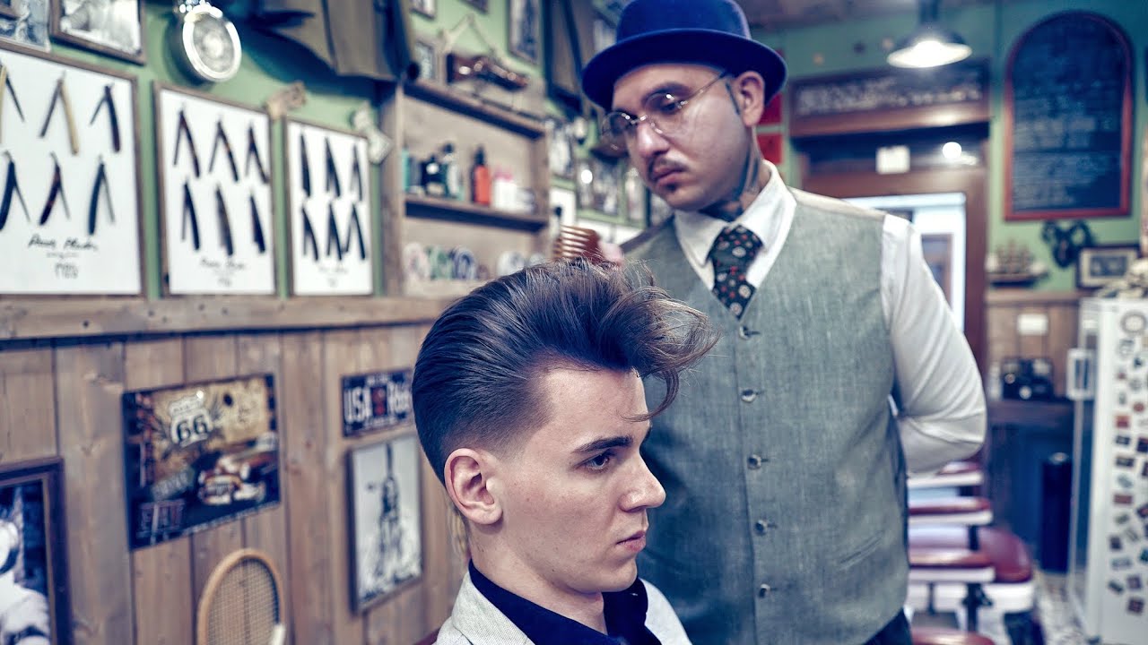 💈ASMR BARBER - Messy POMP - Taper FADE - YouTube
