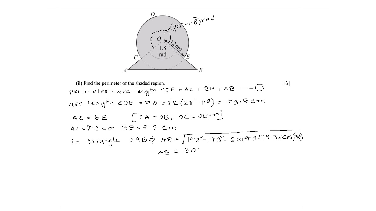 Add Math 2011 S 21 Question 11 | Circular Measures | 4037 | 0606 - YouTube