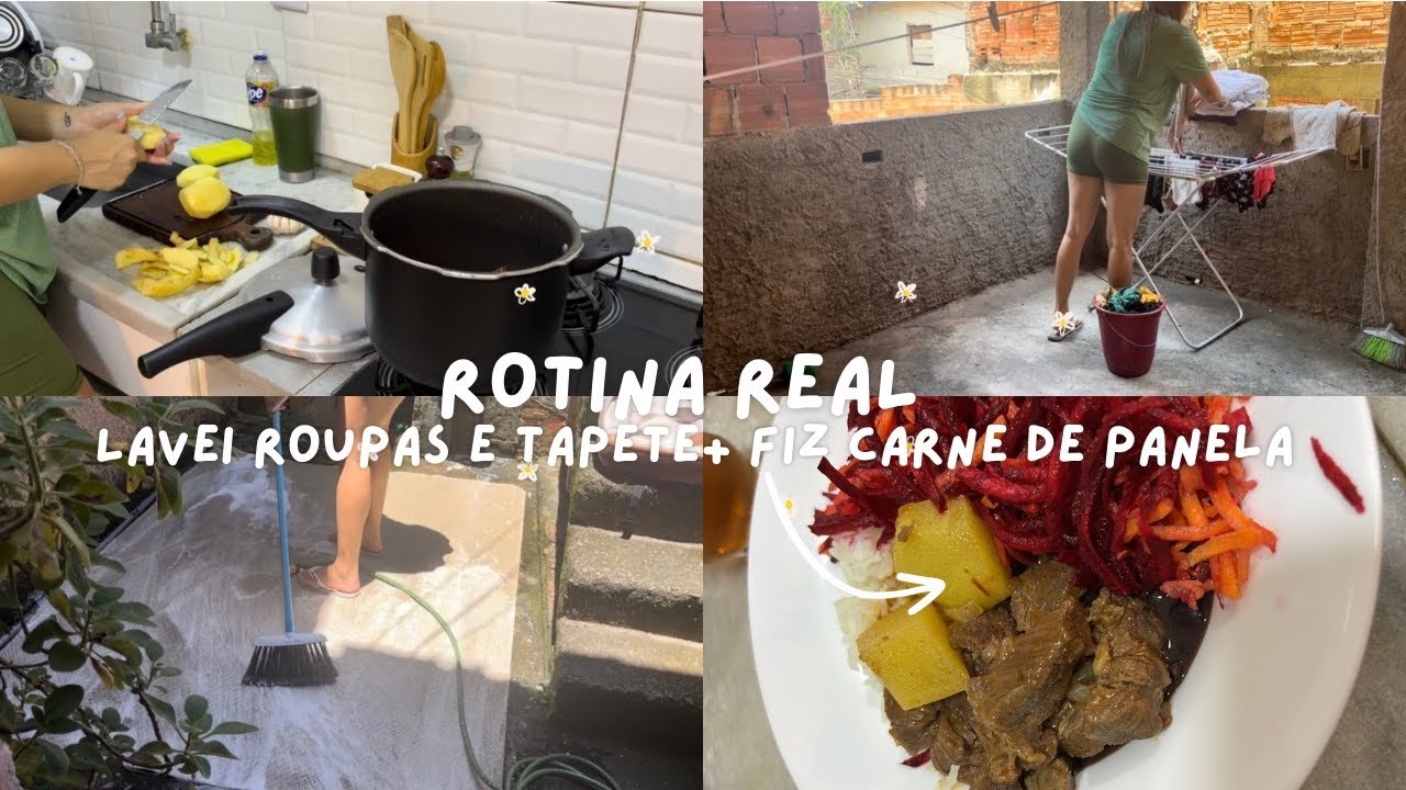 LAVEI TAPETE E MUITA ROUPA + CARNE DE PANELA COM BATATAS 🥰 - YouTube
