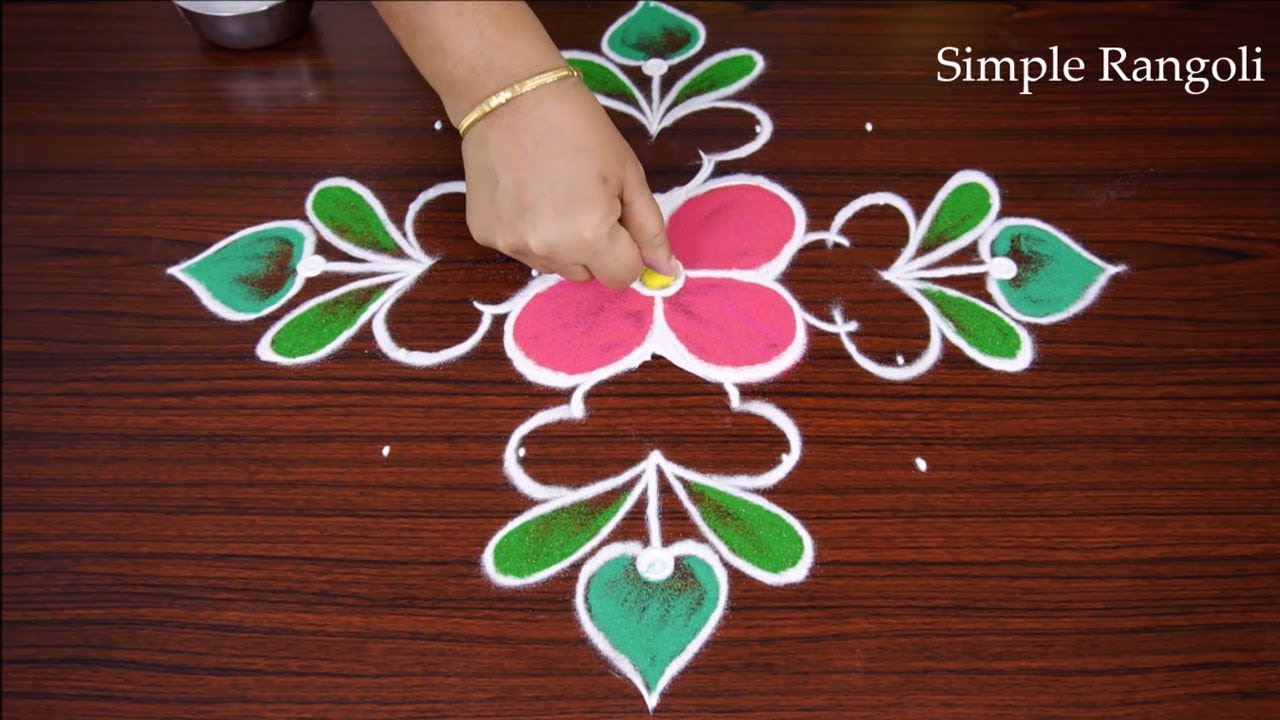 Cute Simple Rangoli Design with dots | Easy Rangoli | Rangoli | Easy ...