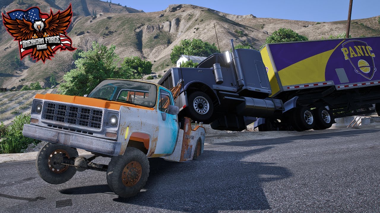 RUSTY SQUARE BODY TOW TRUCK VS SEMI TRUCK! - GTA ROLEPLAY - YouTube