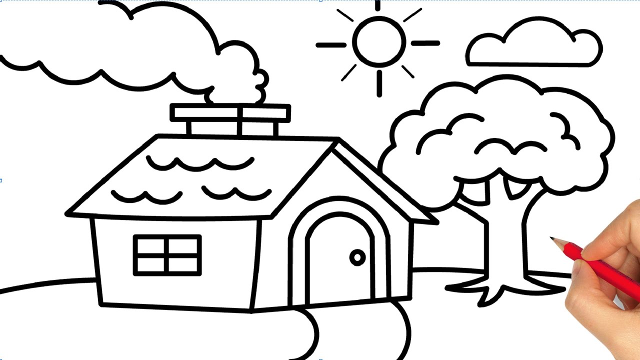 HOW TO DRAW A HOUSE EASY - YouTube