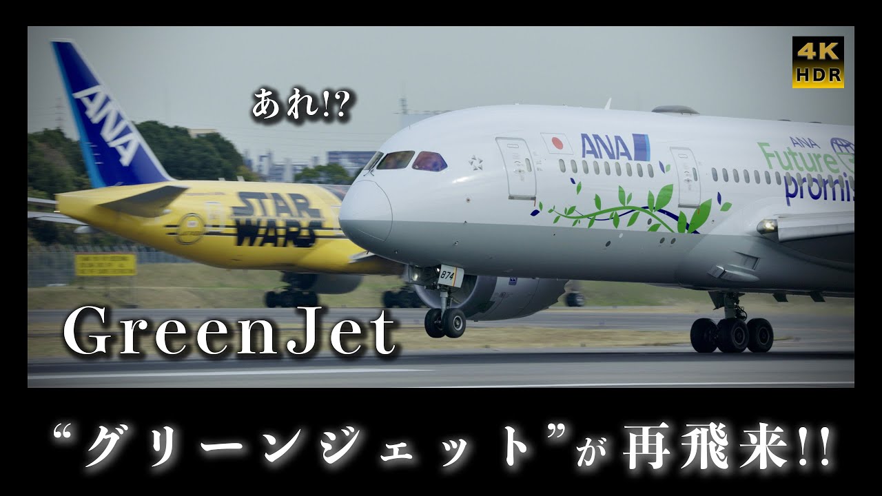 【伊丹空港】ANA Green Jetが再飛来!! Boeing 787-8[JA874A]ITM / RJOO 離着陸【4K60P HDR ...