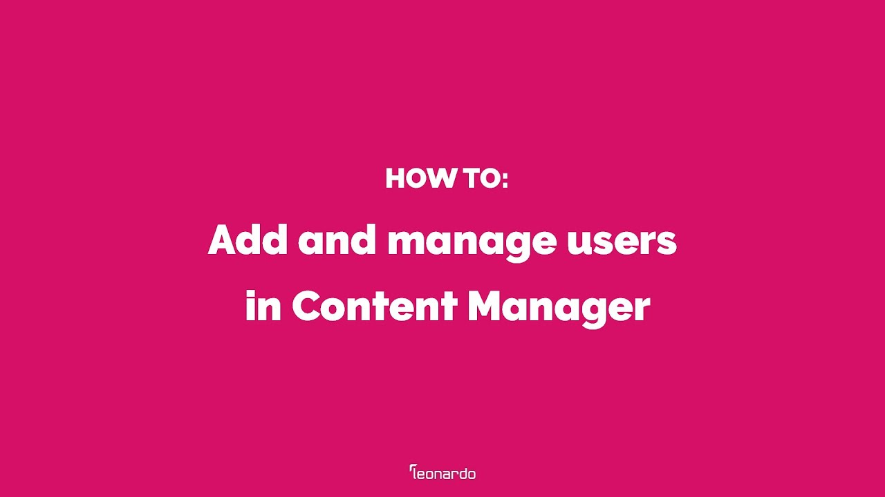 How to manage users in Content Manager - YouTube