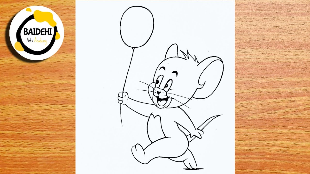 Jerry Easy Pencil Drawing | Outline Drawing | How to Draw Jerry Mouse ...
