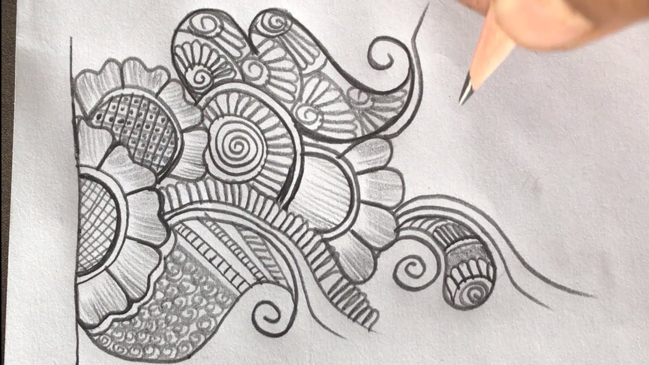 Easy and simple mehndi design 2023| pencil shading design on paper ...
