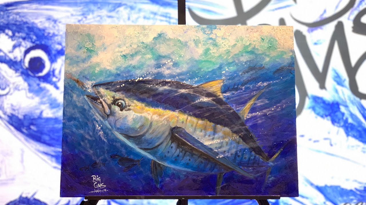 Live painting of a tuna in front of fishing biggest event Icast 2019 ...