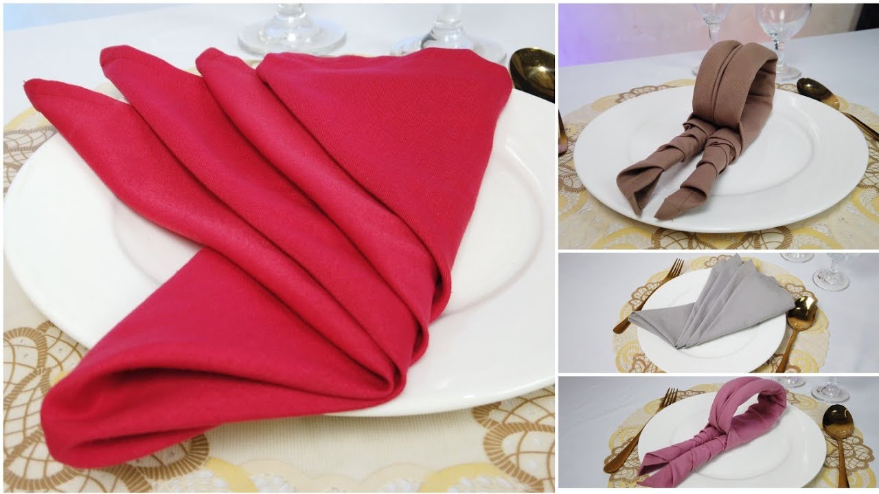 2 NICE AND UNIQUE DESIGN TABLE NAPKIN FOLDING WITH NAMES - YouTube