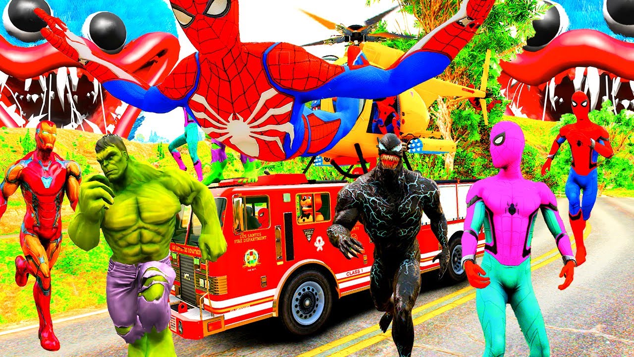 Spiderman VS Red Hulk Cars 2, Avenger, Superhero Xe Ô Tô Cứu Hỏa Giải ...