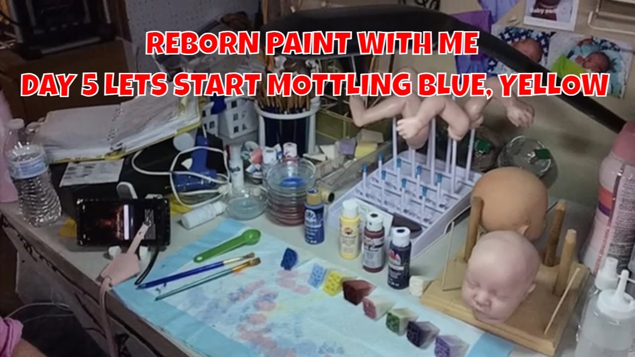 REBORN PAINT WITH ME DAY 5 LETS START MOTTLING BLUE, YELLOW - YouTube