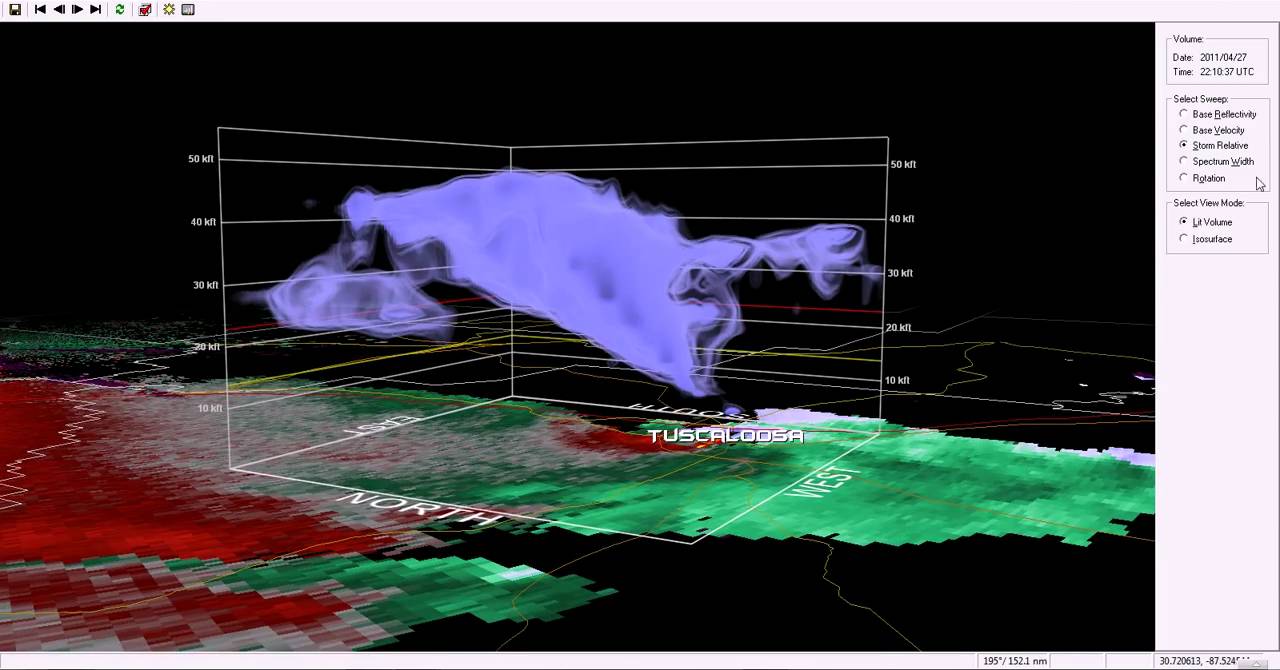 Tuscaloosa Tornado (Radar-GR2AE-Unedited) - YouTube