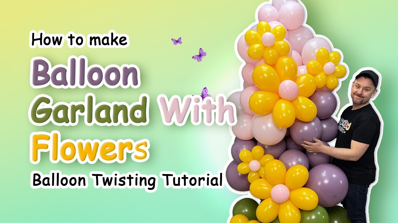 How to make Balloon Garland With Flowers | Balloon Twisting Tutorial ...