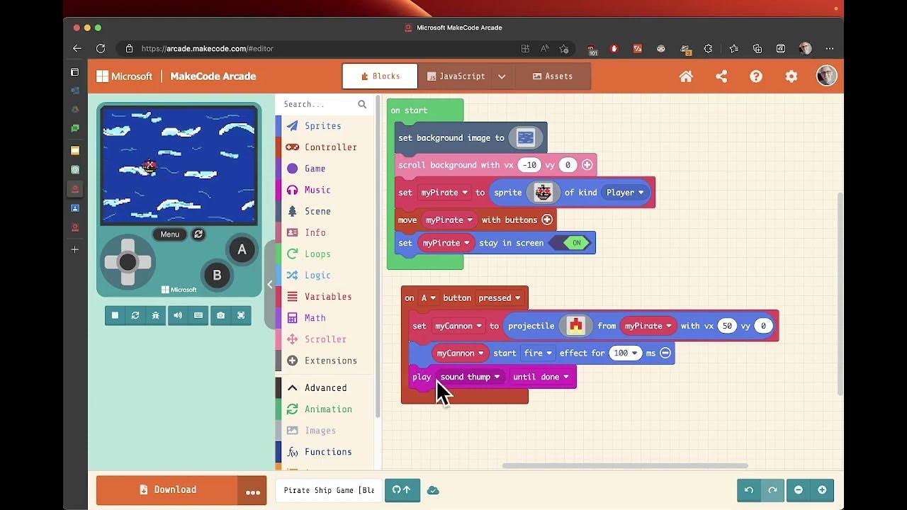 MakeCode Arcade The Pirate Ship Game9 - YouTube