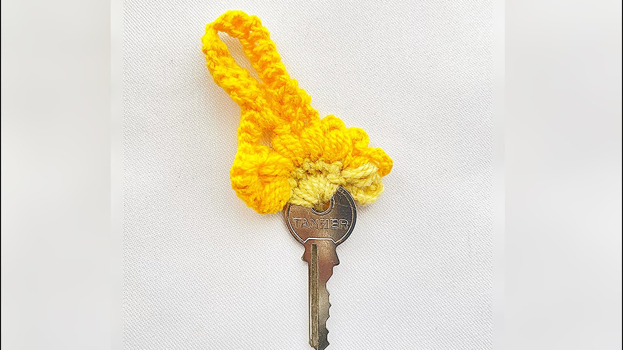 How to innovative crocheted keychain with just the key/simple# - YouTube